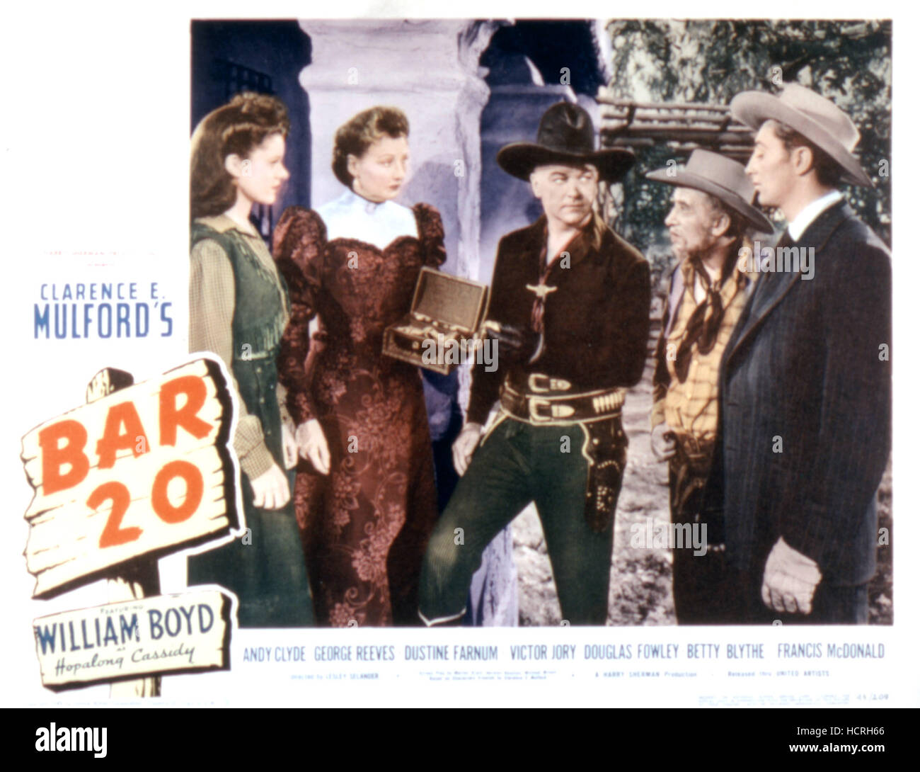BAR 20, Dustine Farnum, Betty Blythe, William Boyd, Andy Clyde, Robert Mitchum, 1943 Stock Photo ...