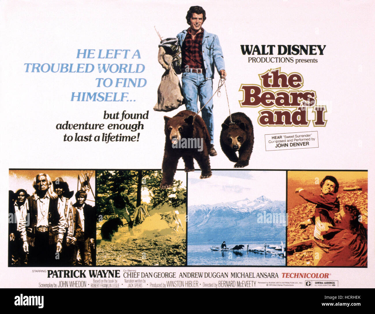 THE BEARS AND I, US poster, Patrick Wayne (top), Chief Dan George ...