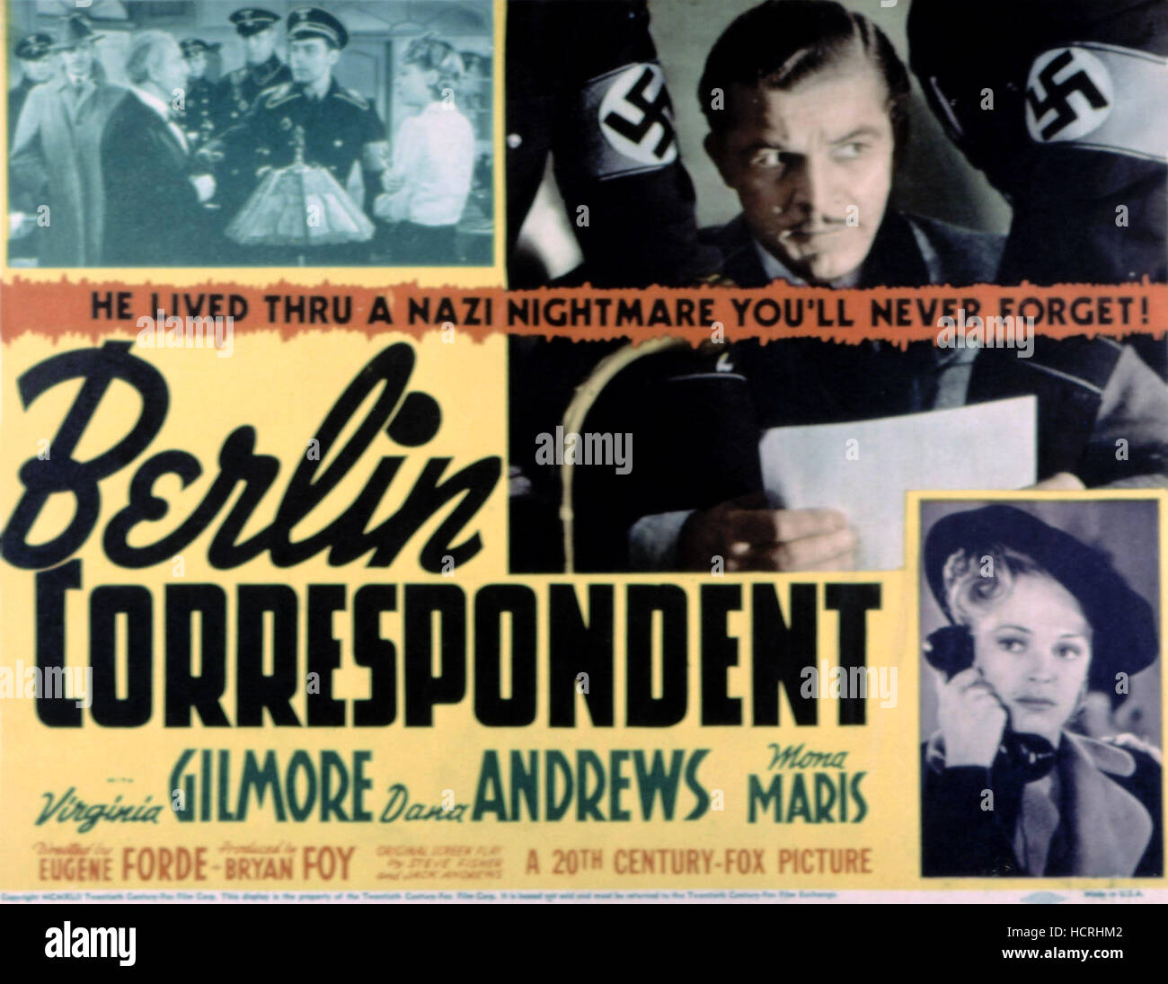 BERLIN CORRESPONDENT, Dana Andrews (top), Virginia Gilmore (bottom ...