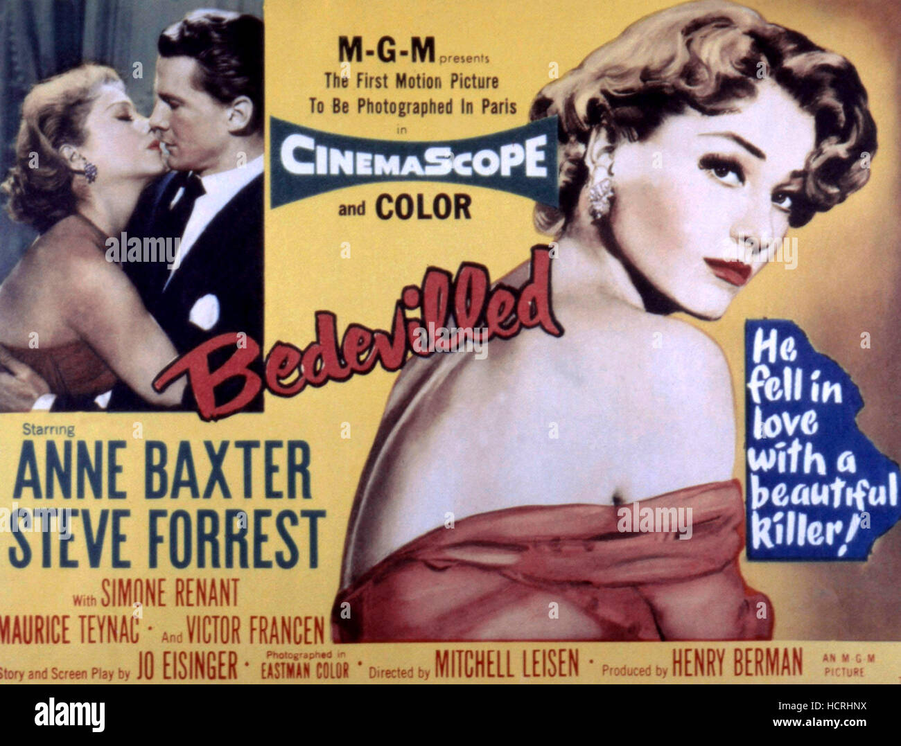 BEDEVILLED, US poster, Anne Baxter, Steve Forrest, 1955 Stock Photo - Alamy
