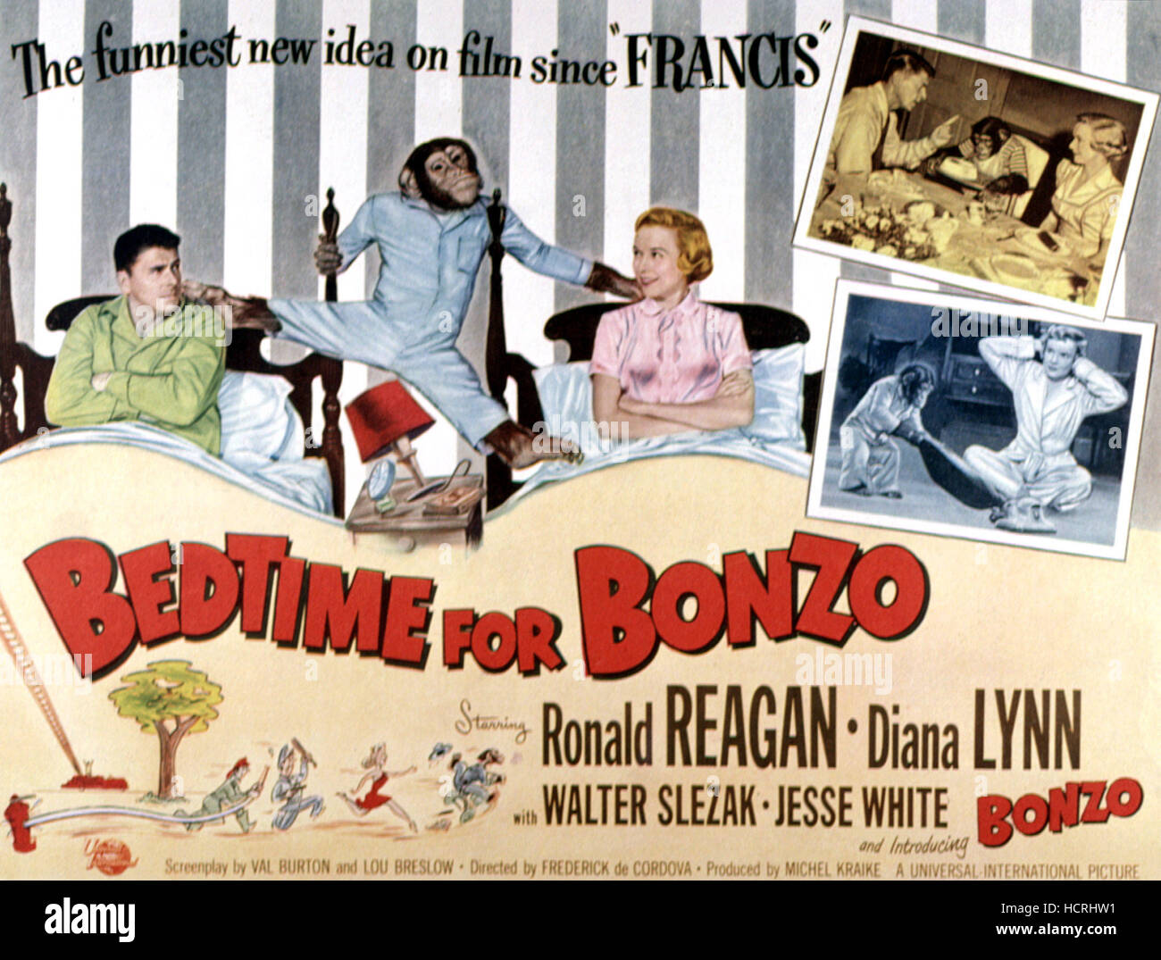 BEDTIME FOR BONZO, Ronald Reagan, Diana Lynn, 1952 Stock Photo - Alamy