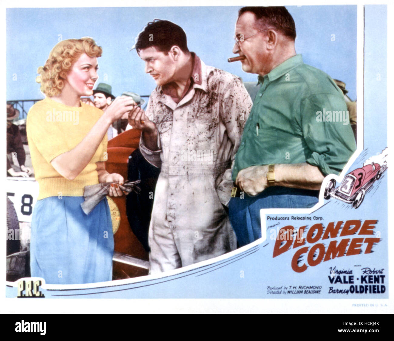 BLONDE COMET, Virginia Vale, Robert Kent, Barney Oldfield, 1941 Stock ...