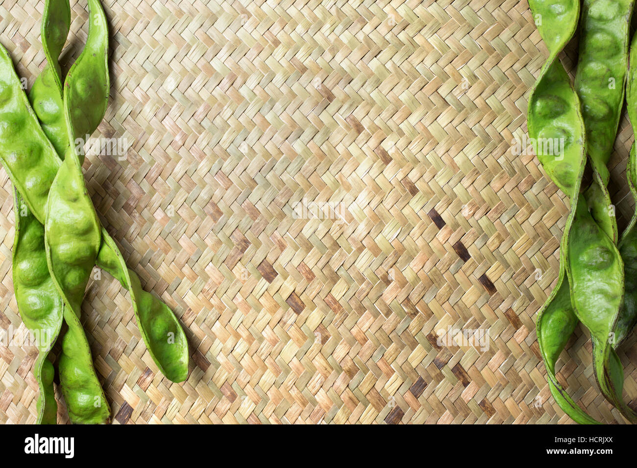 Beautiful thai food cuisine on natural wicker mat background Stock ...