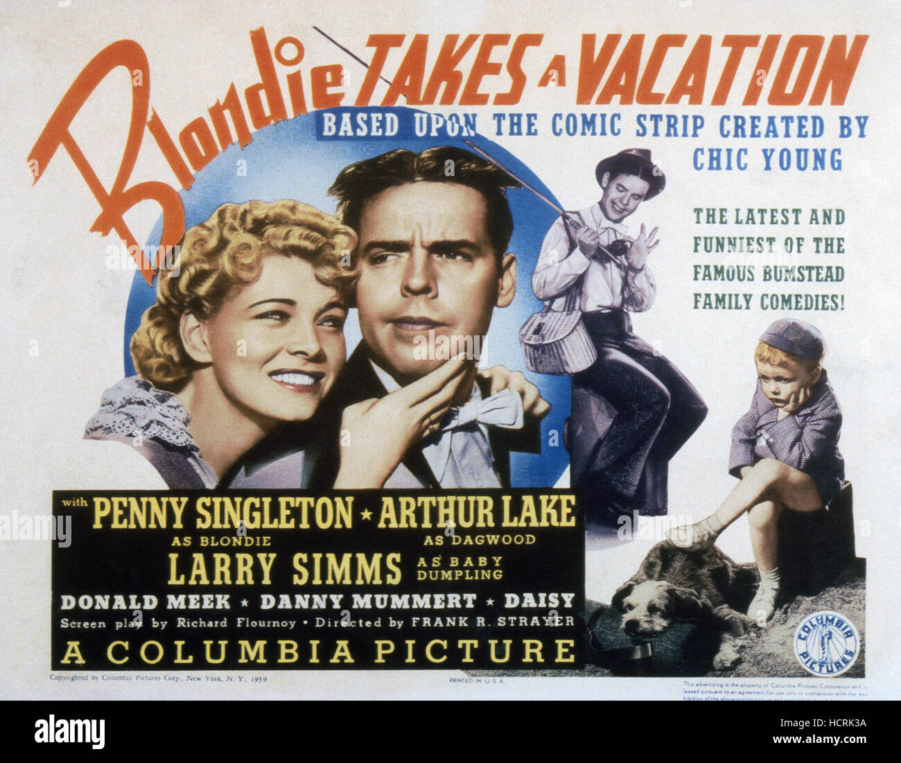 BLONDIE TAKES A VACATION, from left: Penny Singleton, Arthur Lake, Daisy the dog, Larry Simms ...
