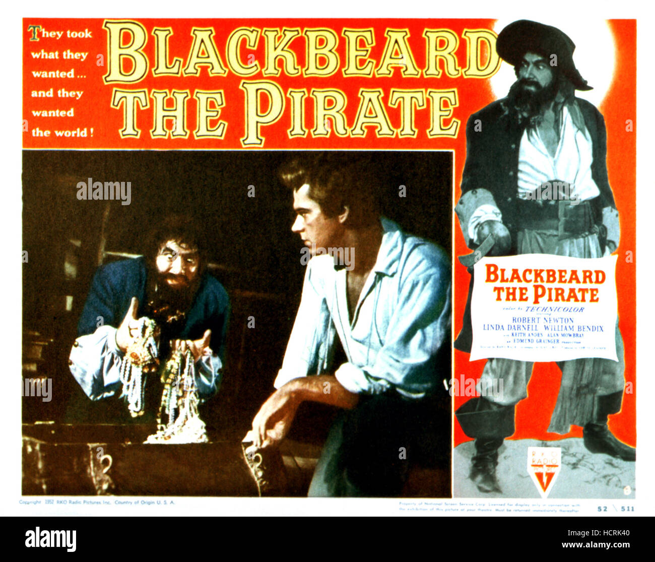 BLACKBEARD THE PIRATE, (lobbycard), Robert Newton, Keith Andes, 1952 ...