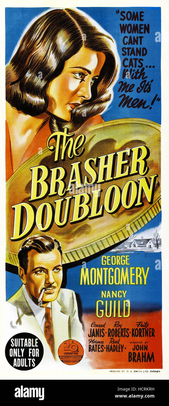 THE BRASHER DOUBLOON, US poster art, Nancy Guild, George Montgomery ...