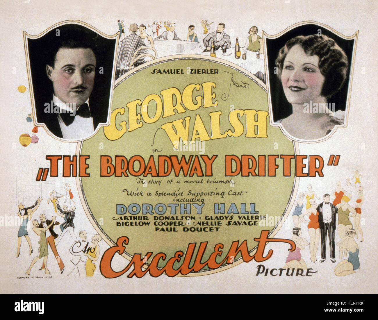 THE BROADWAY DRIFTER, from left: George Walsh, Dorothy Hall, 1927 Stock ...