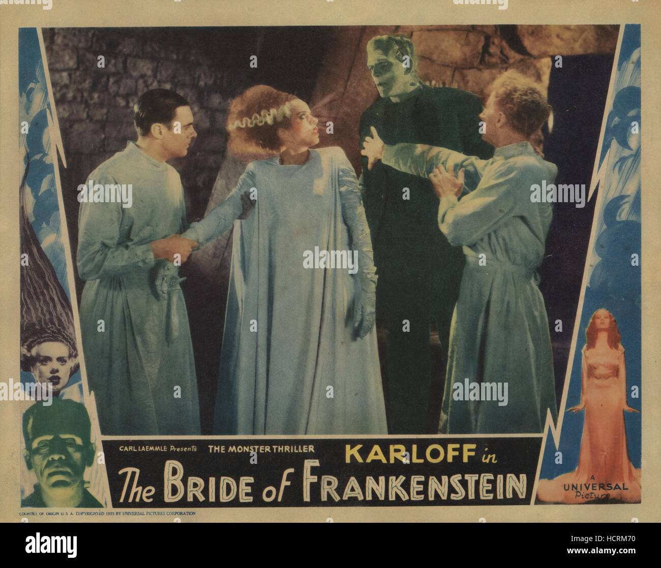 BRIDE OF FRANKENSTEIN, Colin Clive, Elsa Lanchester, Boris Karloff ...