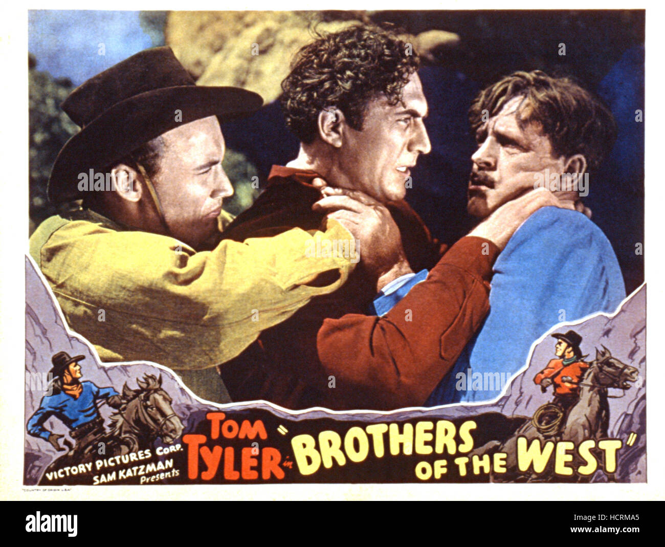 BROTHERS OF THE WEST, Bob Terry, Tom Tyler, Roger Williams, 1937 Stock ...