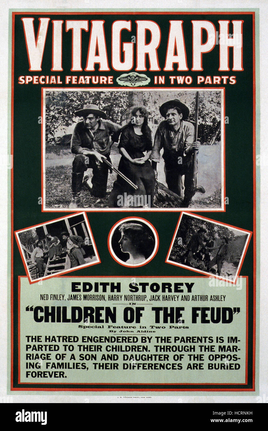 CHILDREN OF THE FEUD, poster, Edith Storey (center), 1914 Stock Photo ...
