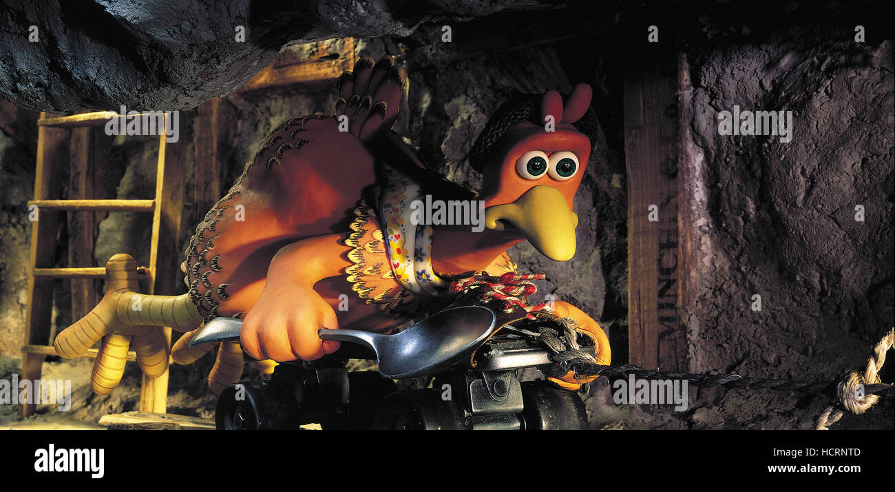 CHICKEN RUN, Ginger (Julia Sawalha) 2000, underground tunnel escape ...