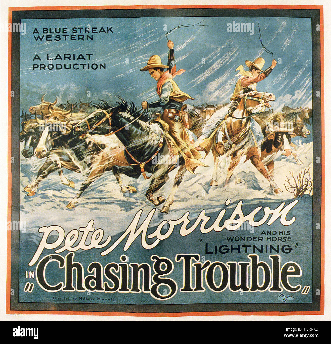 CHASING TROUBLE, Pete Morrison, Lightning the Wonder Horse, 1926 Stock ...
