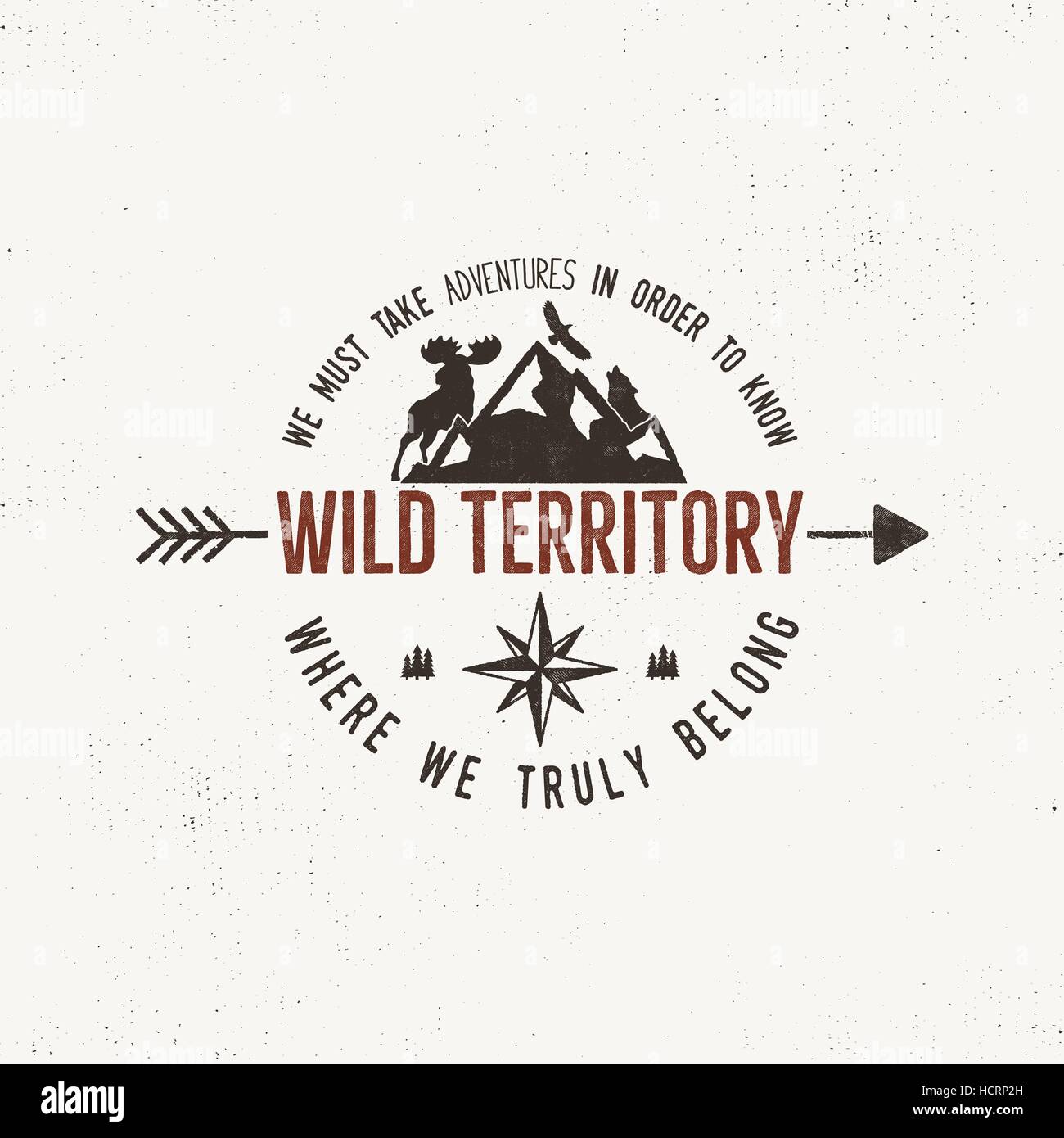 Vintage wild emblem. Retro illustration of wilderness emblem ...
