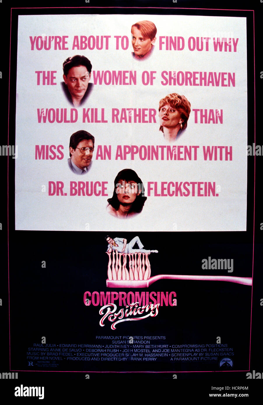 COMPROMISING POSITIONS, US poster, from top: Mary Beth Hurt, Raul Julia ...