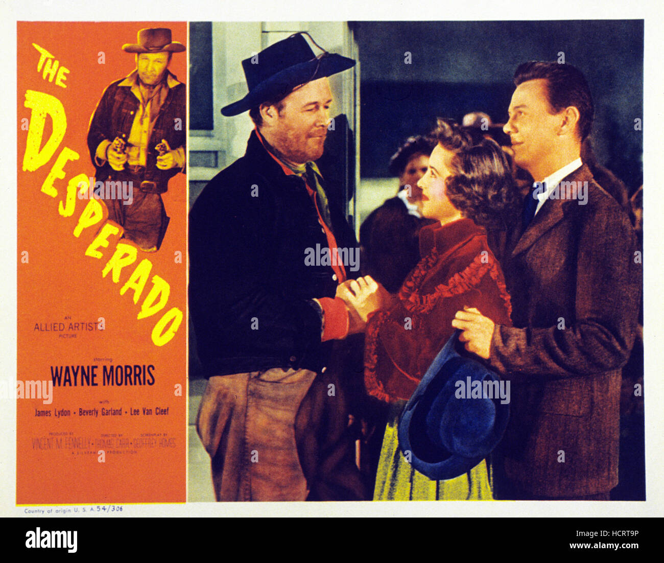 THE DESPERADO, lobbycard, l-r: Wayne Morris, Beverly Garland, James ...