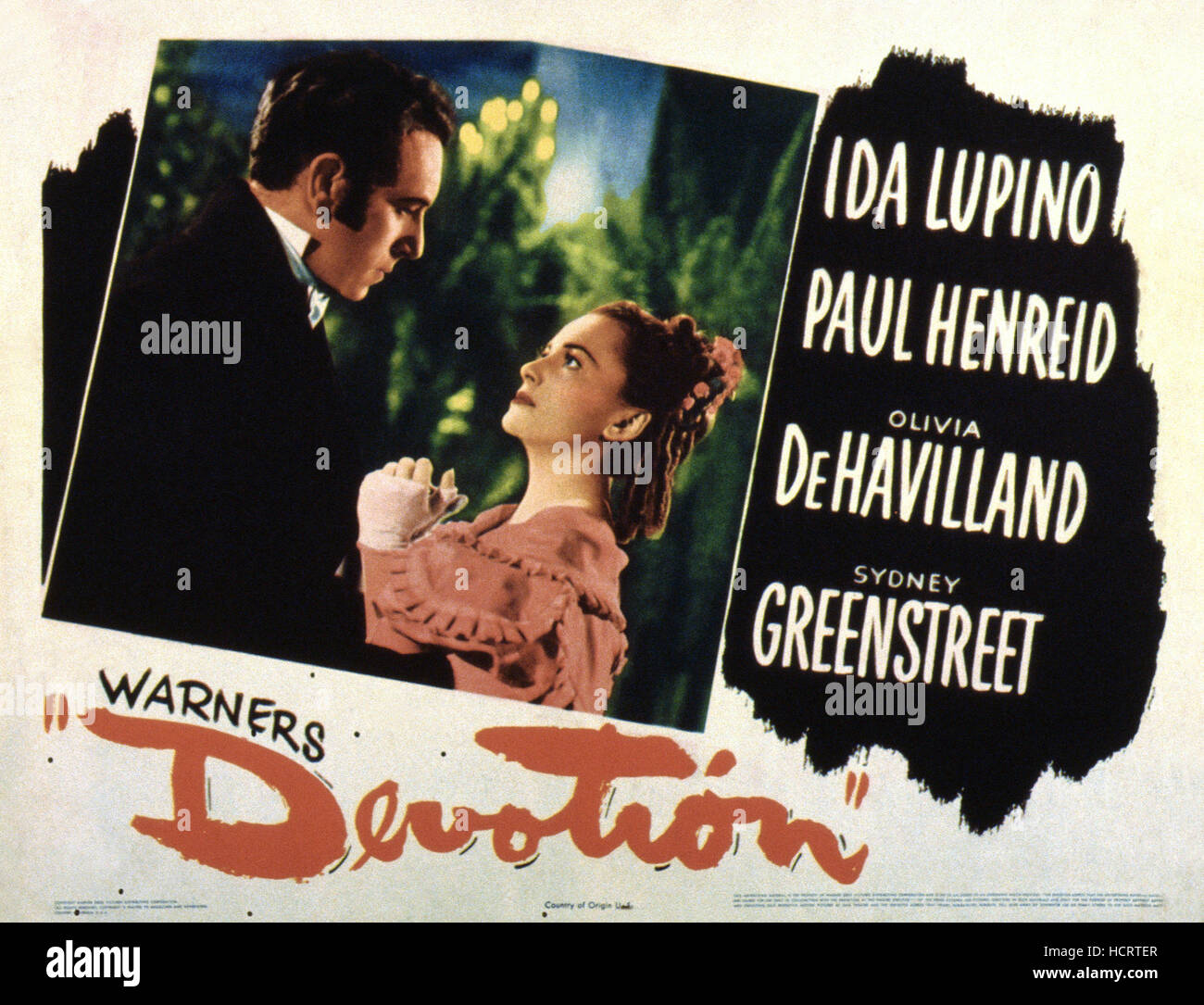 DEVOTION, from left: Paul Henreid, Olivia de Havilland (as Charlotte Bronte), 1946 Stock Photo ...