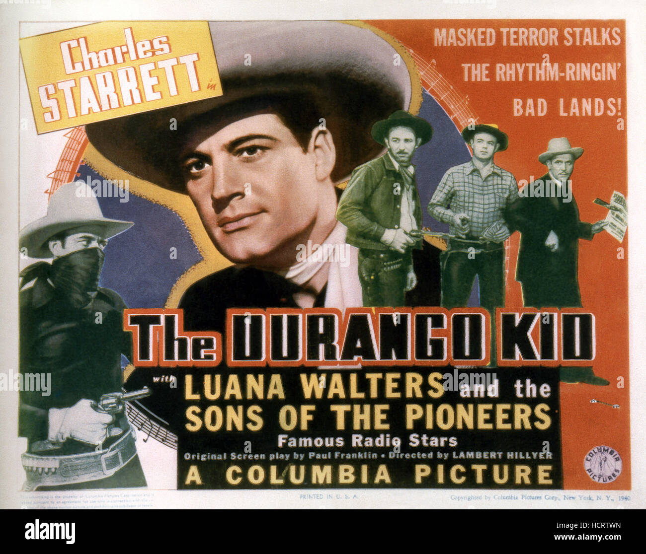 THE DURANGO KID, US poster, Charles Starrett (masked and cowboy hat ...