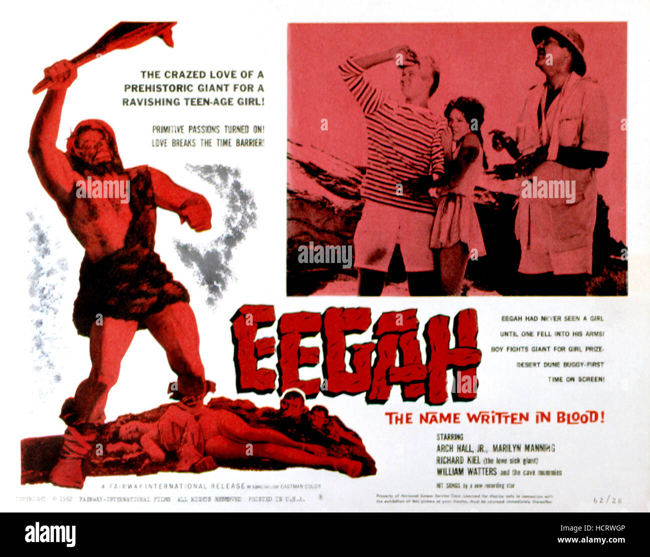 EEGAH, Richard Kiel (left), Arch Hall jr. (inset, left), 1962 Stock ...