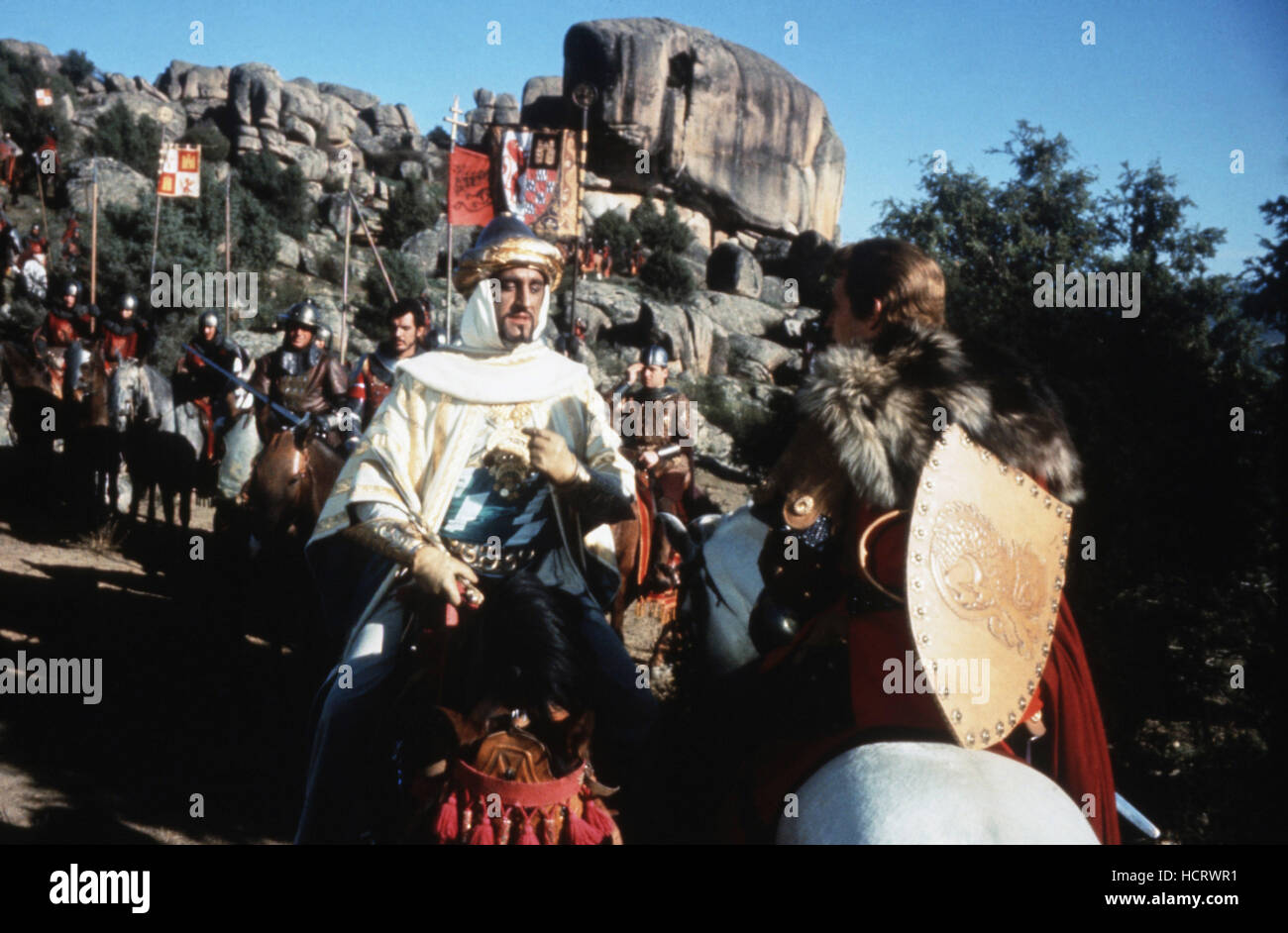 EL CID, Douglas Wilmer (in white), Charlton Heston (back to camera ...