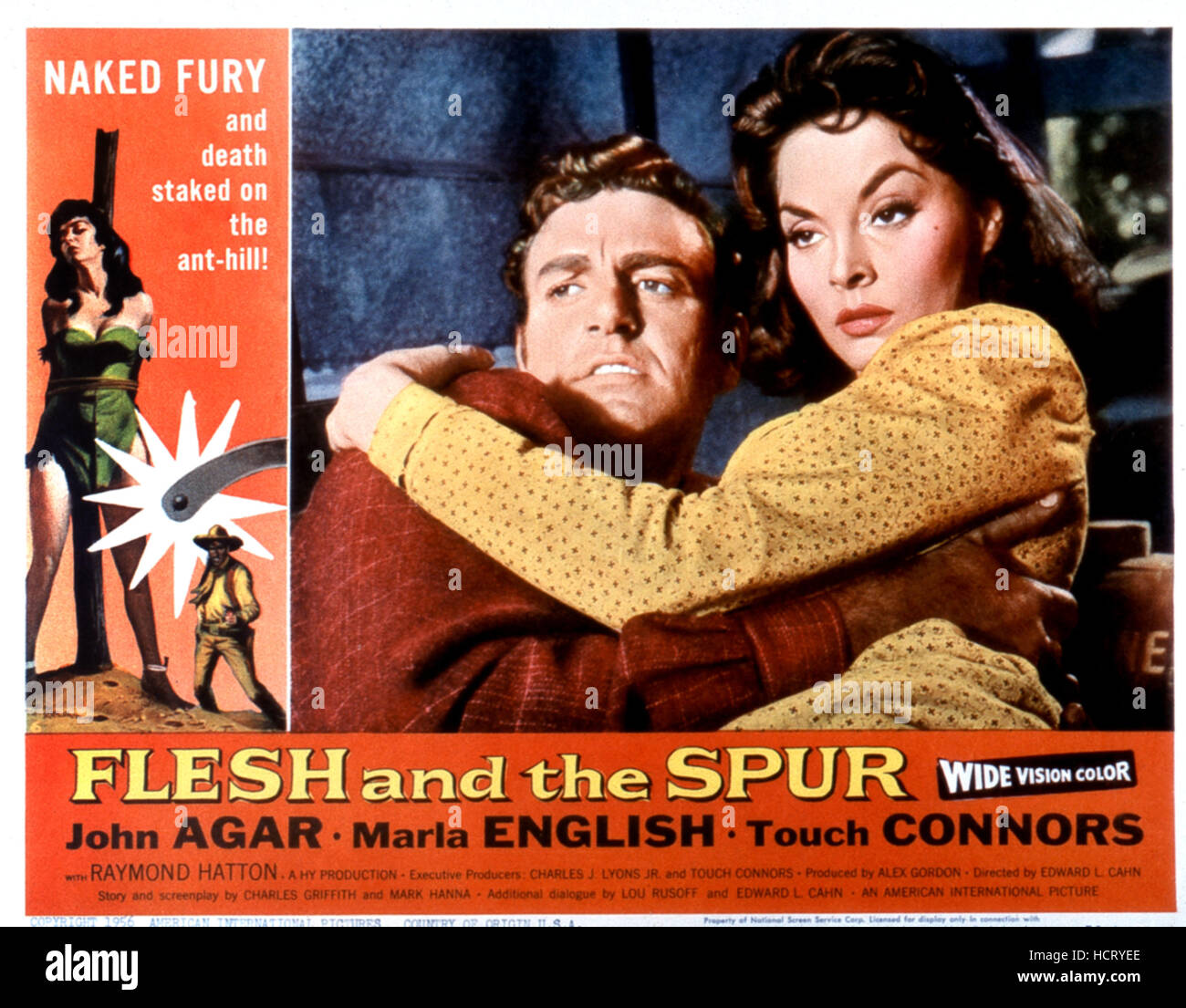FLESH AND THE SPUR, from left: Mike 'Touch' Connors, Marla English, 1957 Stock Photo - Alamy