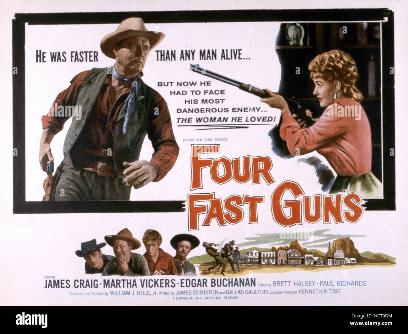 FOUR FAST GUNS, top from left: James Craig, Martha Vickers, Edgar ...