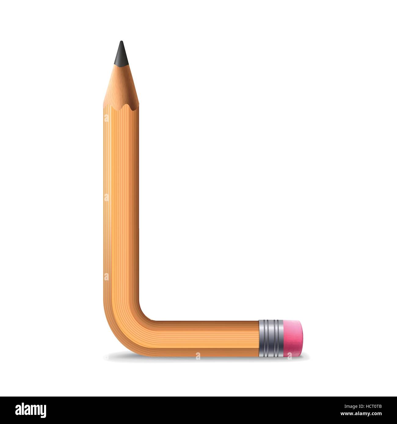 3d yellow pencil alphabet L isolated on white background Stock Vector ...