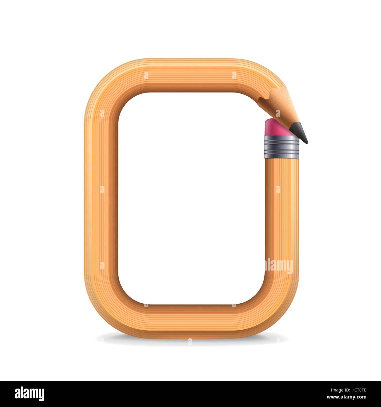 3d yellow pencil alphabet O isolated on white background Stock Vector ...