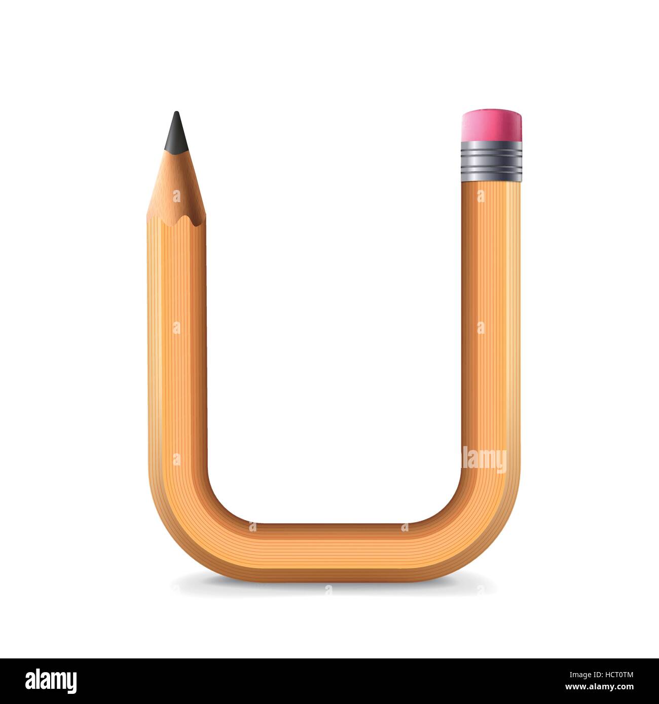 3d yellow pencil alphabet U isolated on white background Stock Vector ...