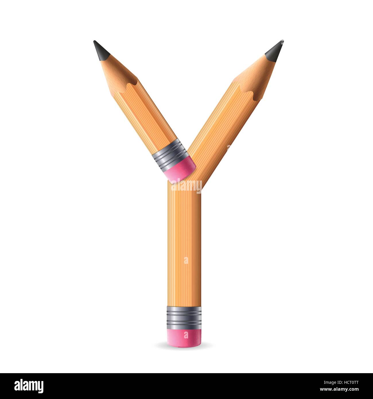 3d yellow pencil alphabet Y isolated on white background Stock Vector ...