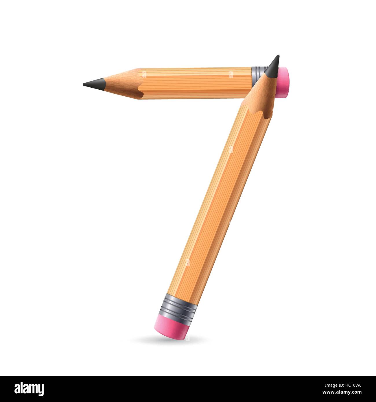 3d yellow pencil number 7 isolated on white background Stock Vector ...