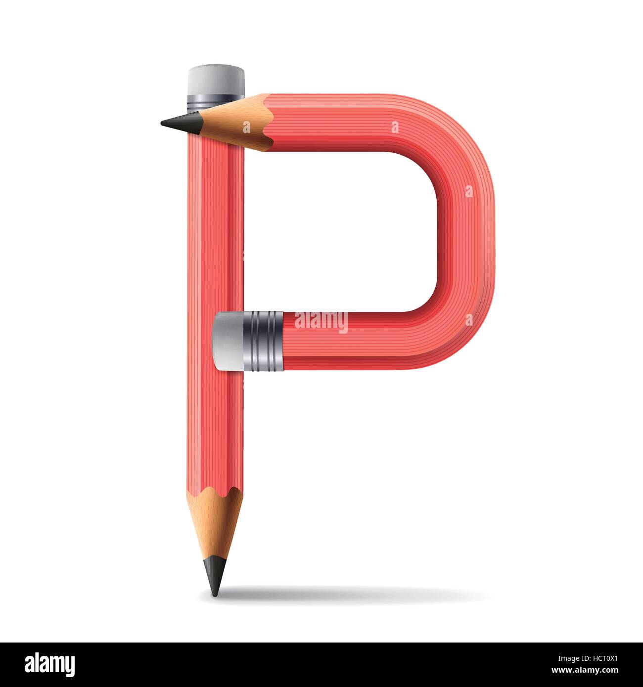 3d pink pencil alphabet P isolated on white background Stock Vector ...