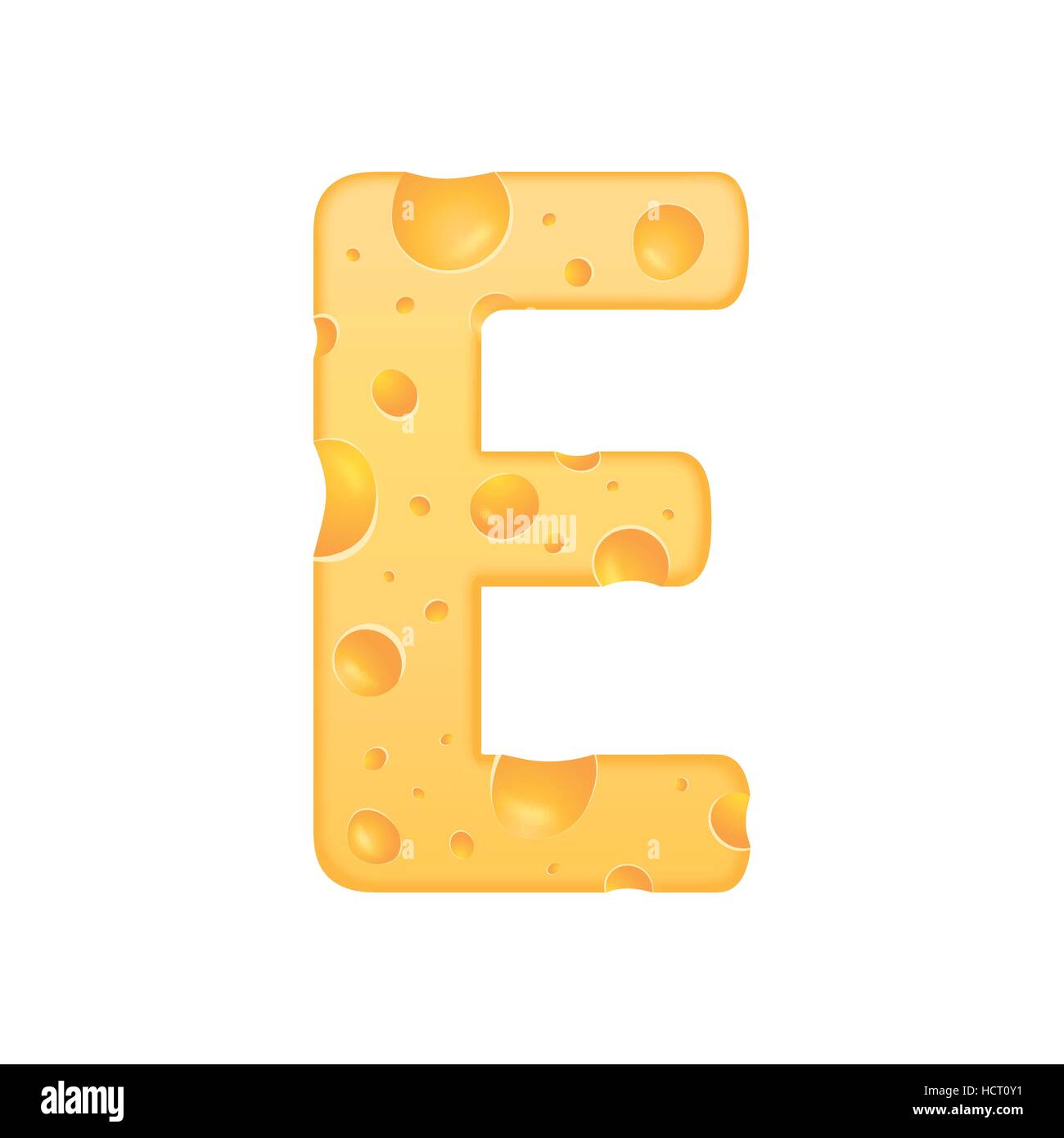 3d cheese letter E isolated on white background Stock Vector Image ...