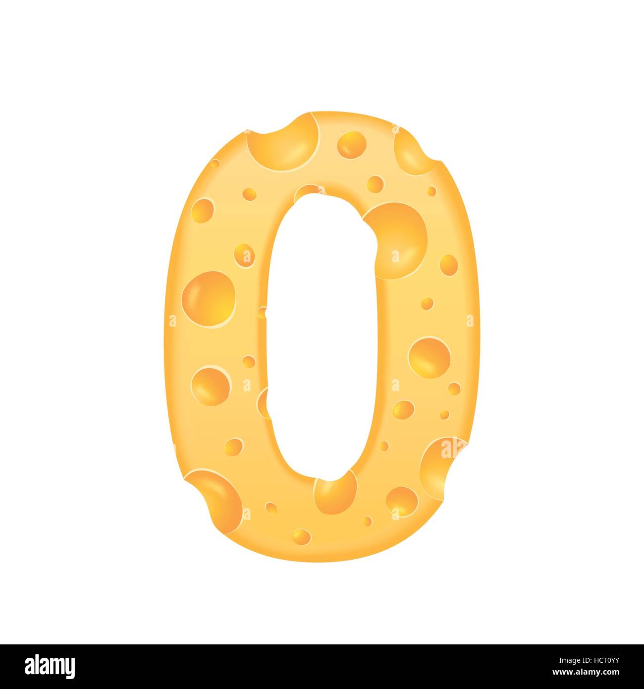 3d cheese number 0 isolated on white background Stock Vector Image ...
