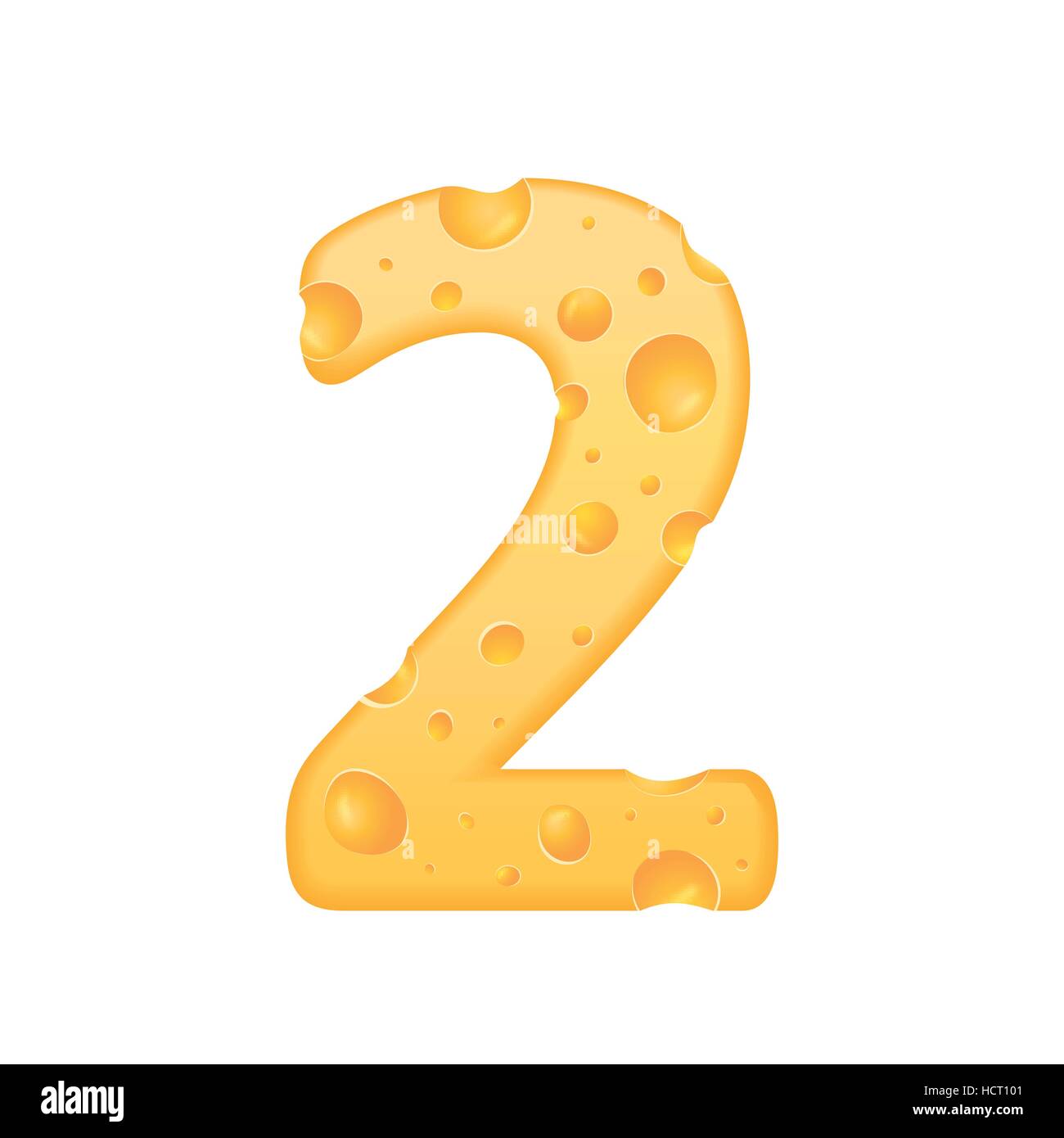 3d cheese number 2 isolated on white background Stock Vector Image ...