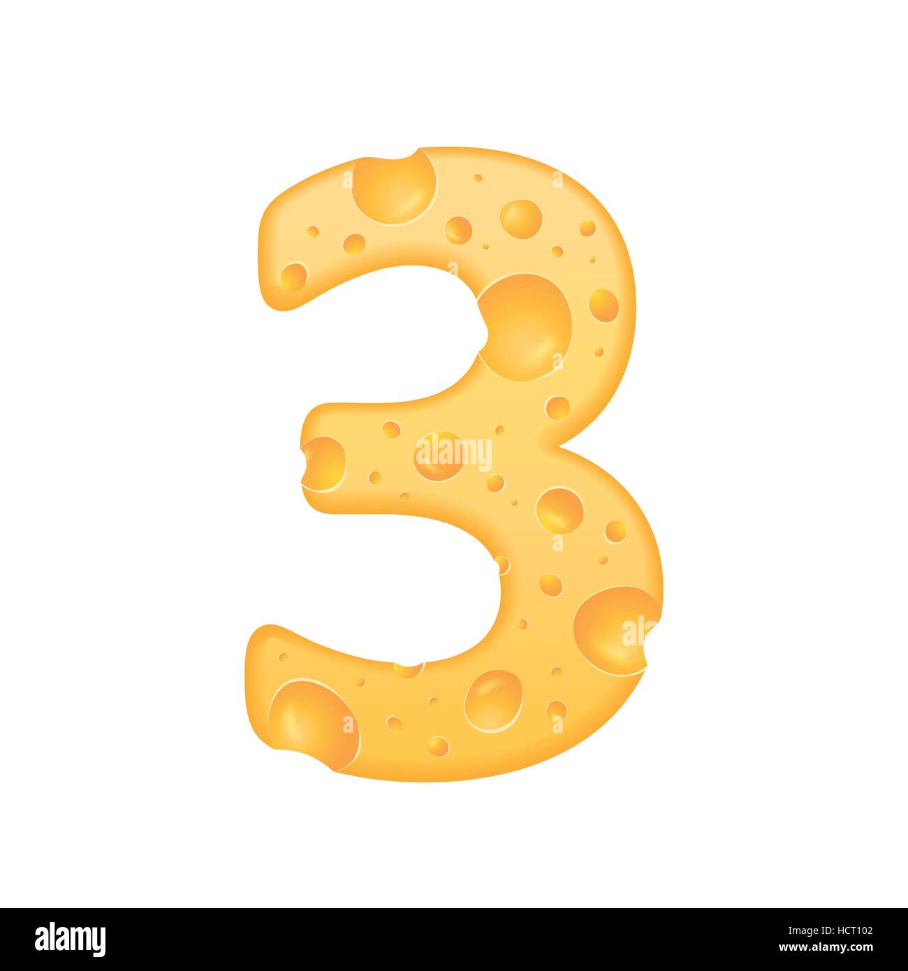 3d cheese number 3 isolated on white background Stock Vector Image ...