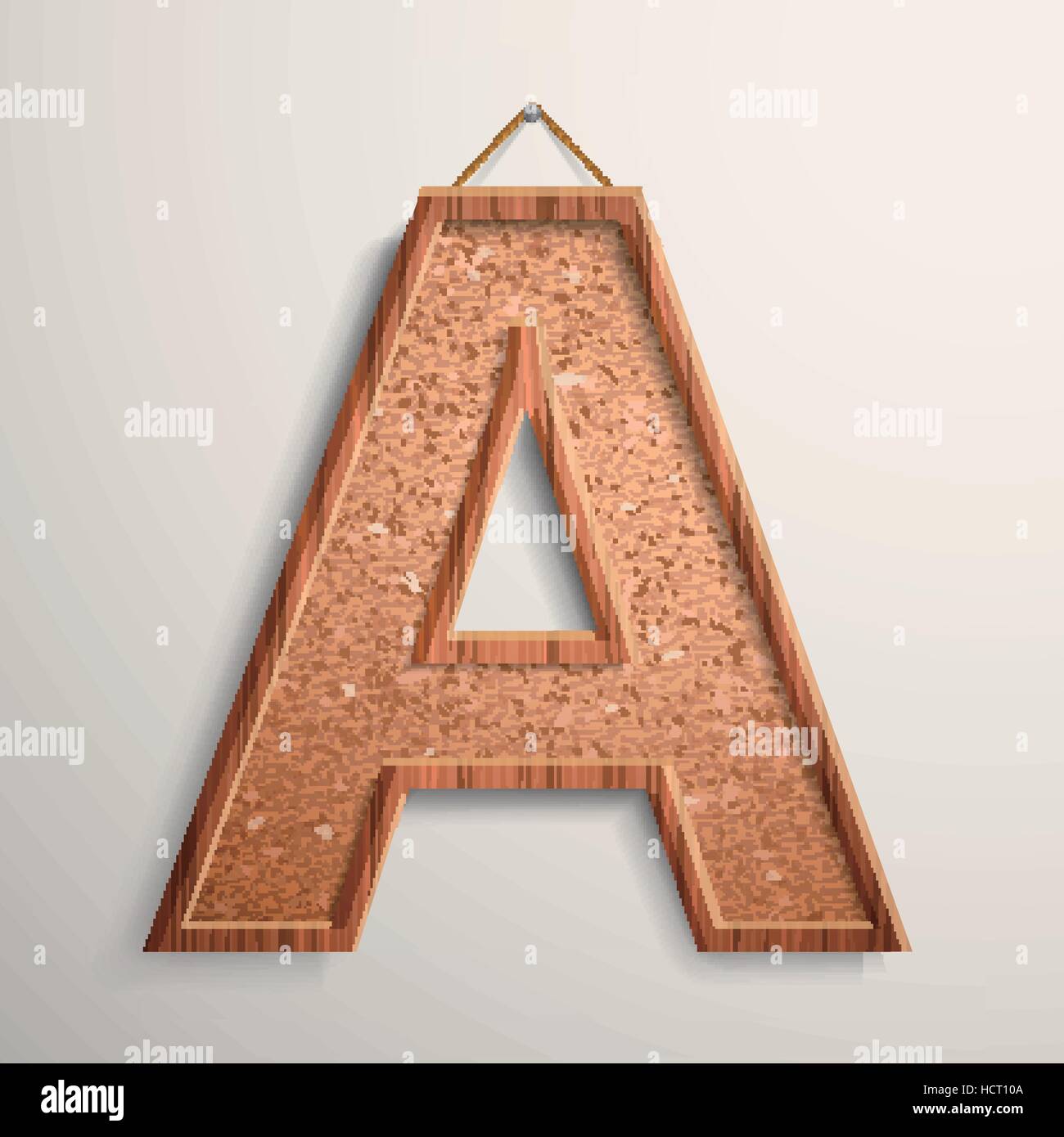 3d cork board texture letter A isolated on beige background Stock ...
