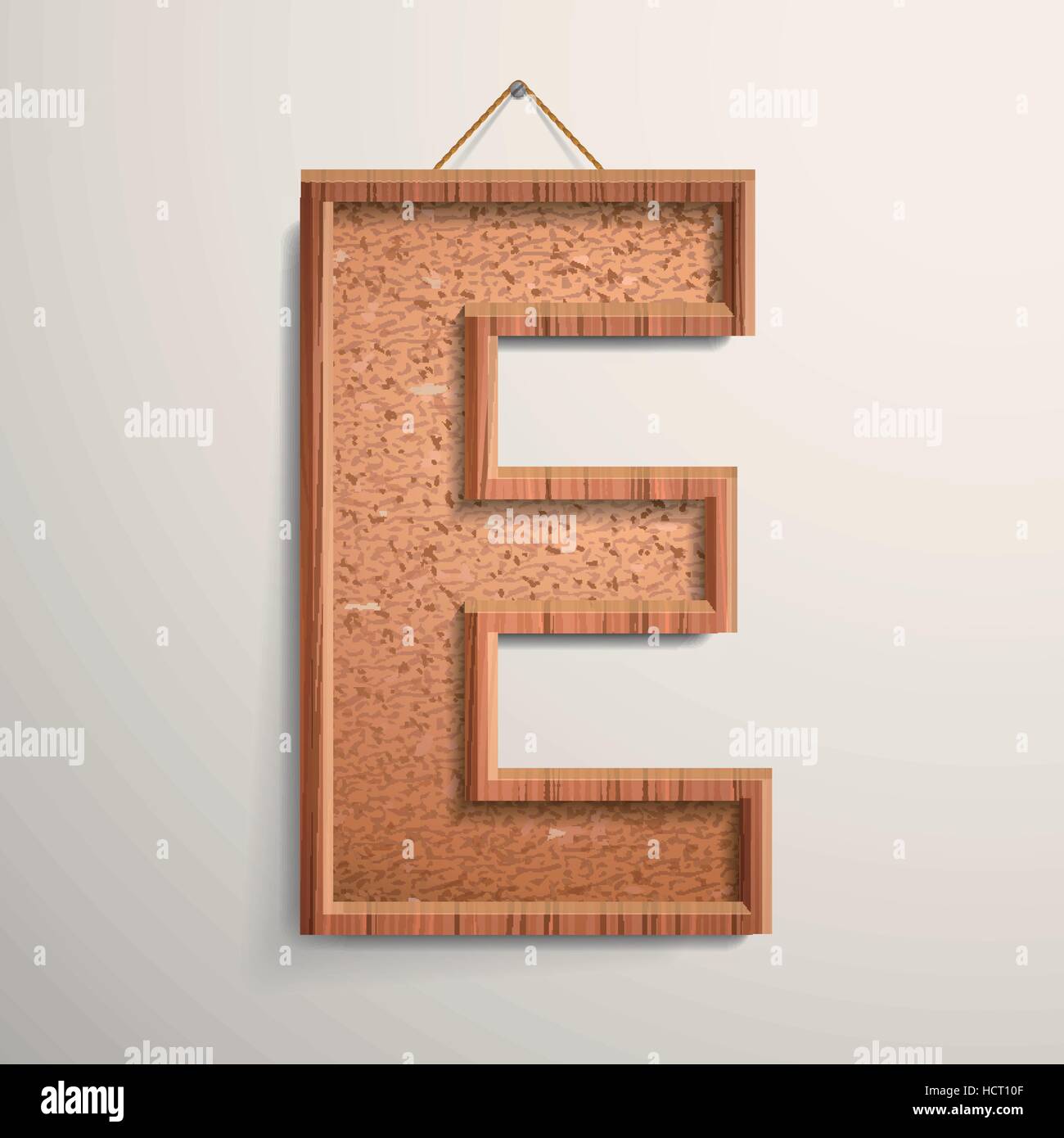 3d cork board texture letter E isolated on beige background Stock ...