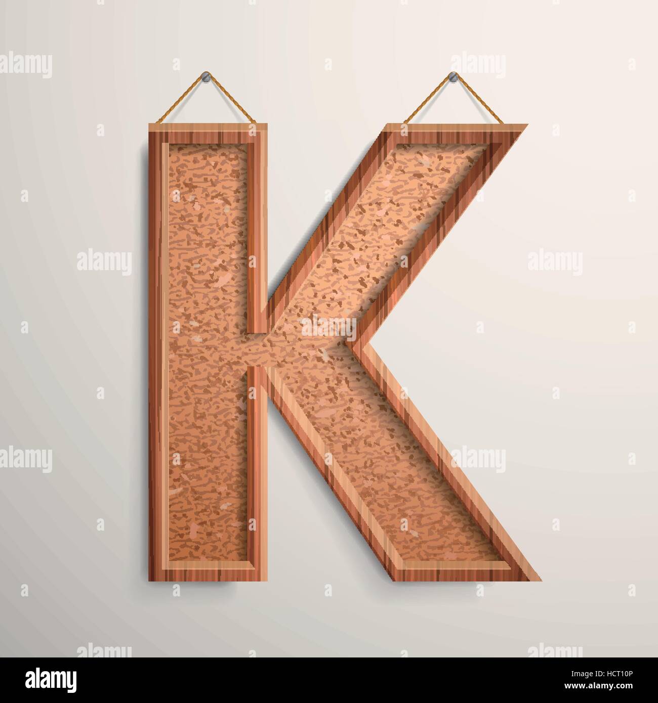 3d cork board texture letter K isolated on beige background Stock ...