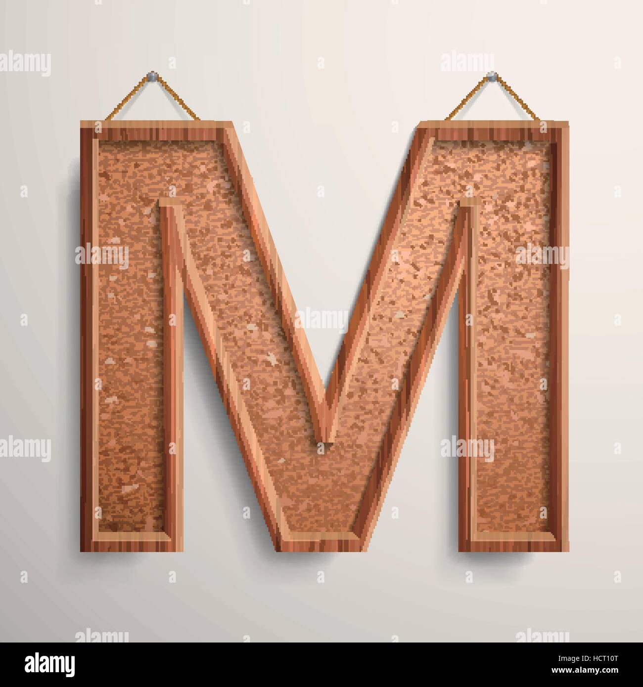 3d cork board texture letter M isolated on beige background Stock ...