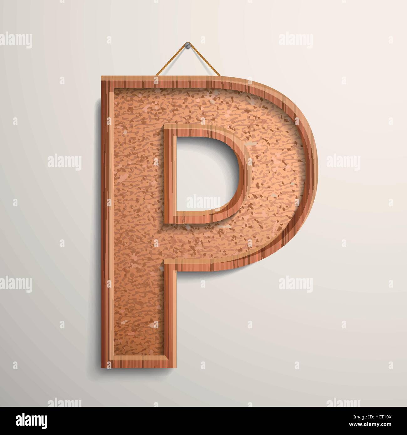 3d cork board texture letter P isolated on beige background Stock ...