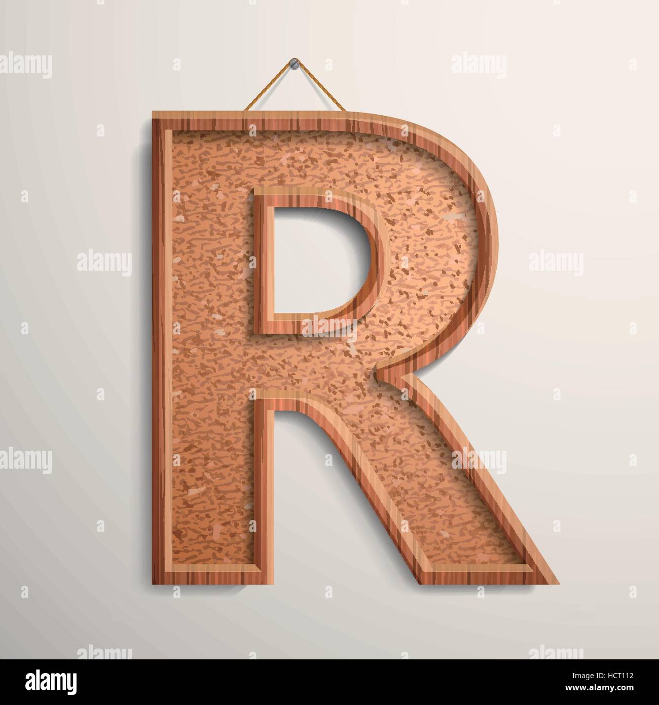 3d cork board texture letter R isolated on beige background Stock ...