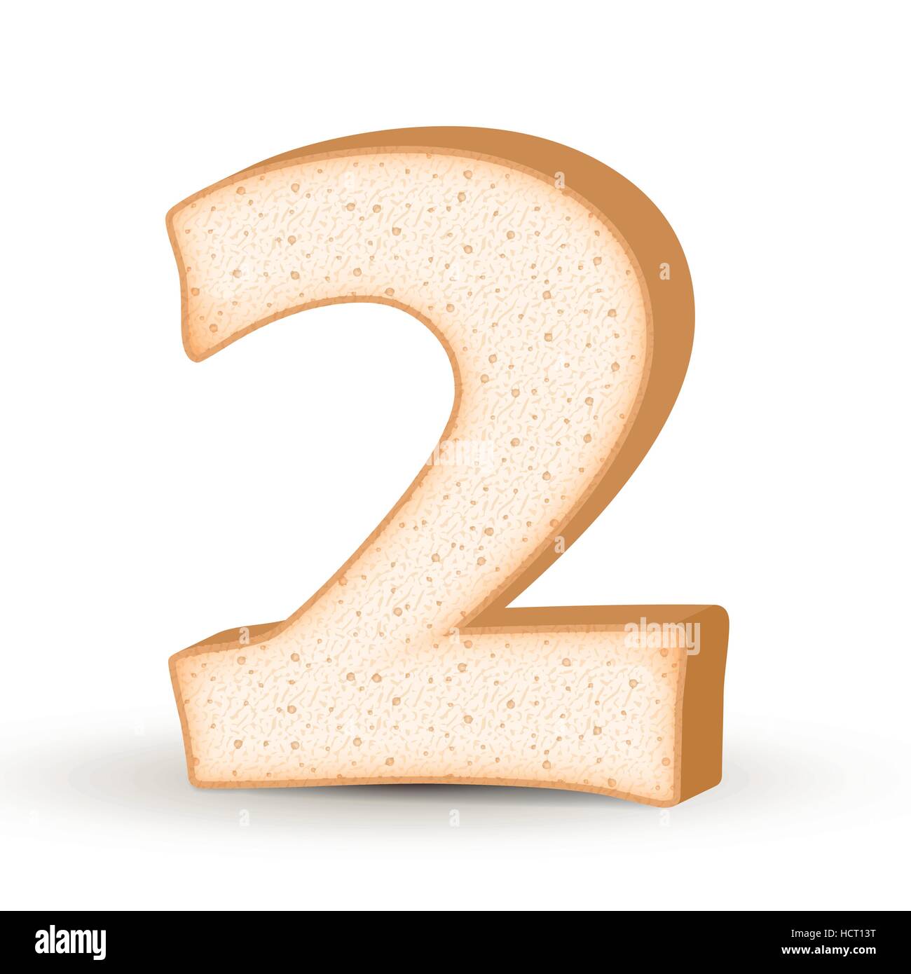 3d toast number 2 isolated on white background Stock Vector Image & Art ...