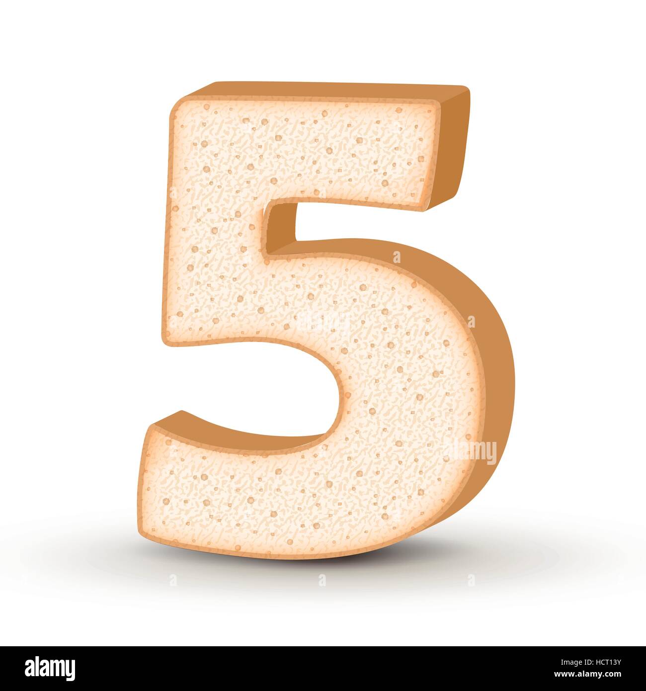 3d toast number 5 isolated on white background Stock Vector Image & Art ...