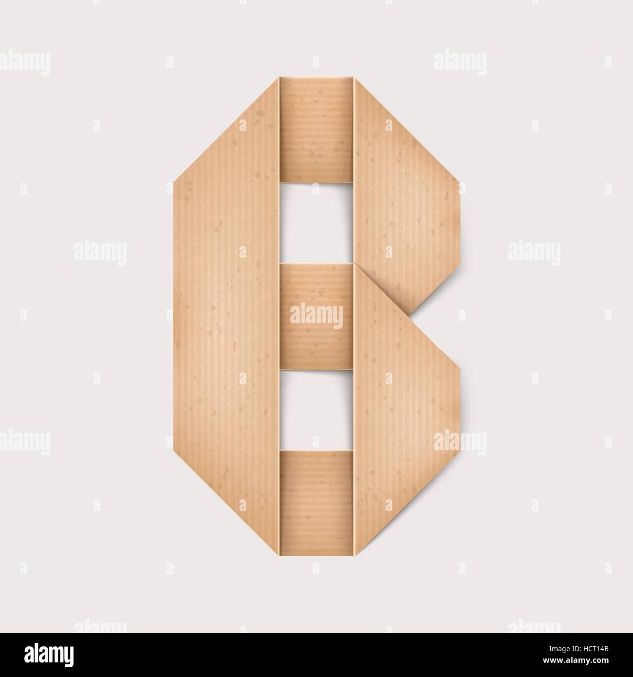 3d elegant folded paper letter B isolated on beige background Stock ...