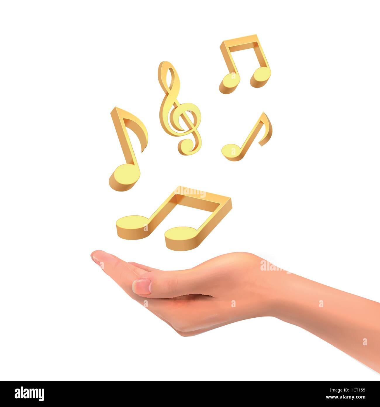 3d hand holding music notes over white background Stock Vector Image ...