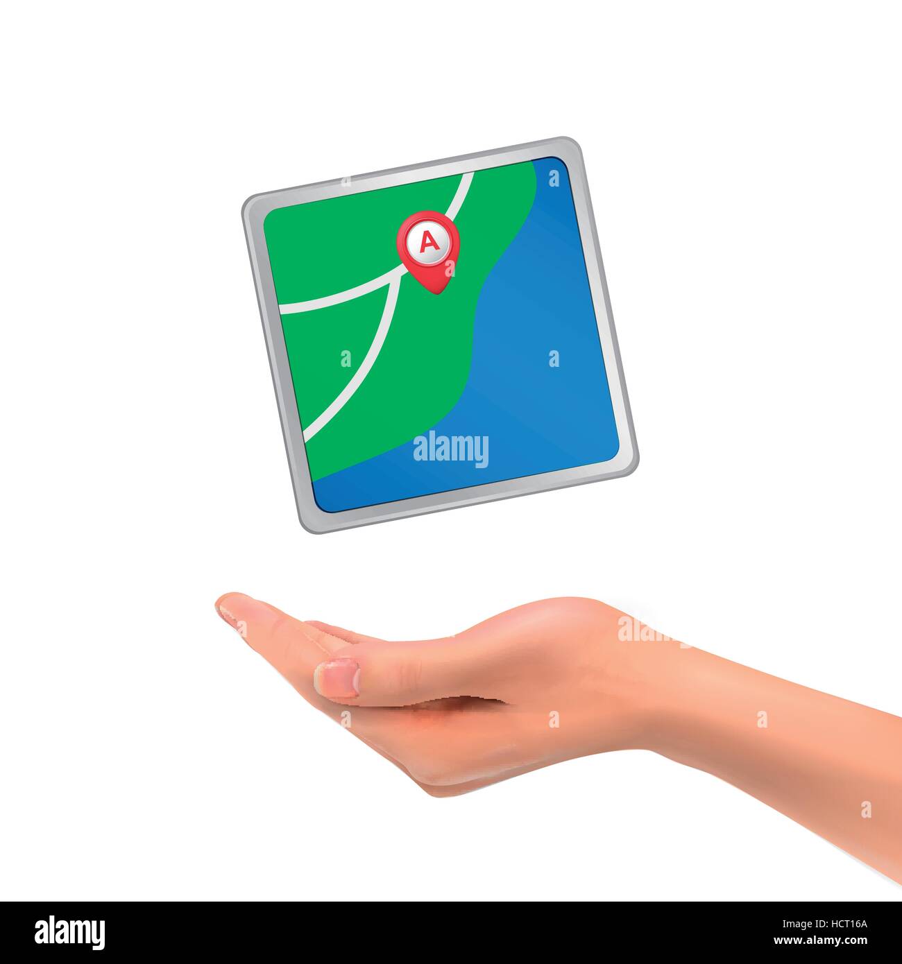 3d hand holding city map with marker over white background Stock Vector ...