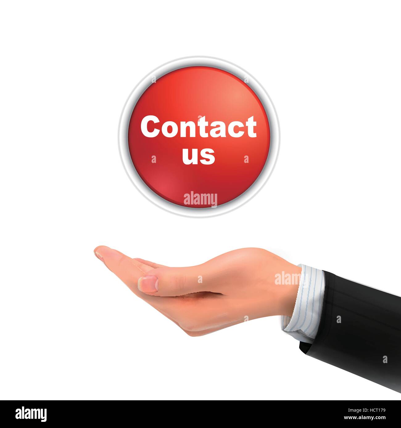 3d hand holding contact us icon over white background Stock Vector ...