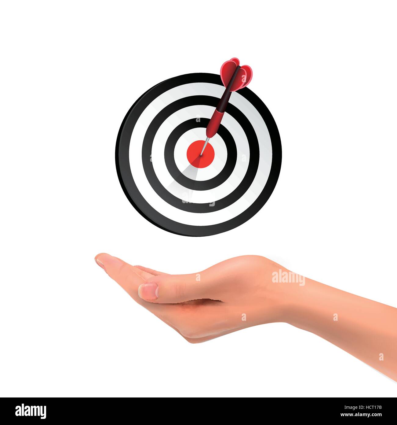 3d hand holding target button over white background Stock Vector Image ...