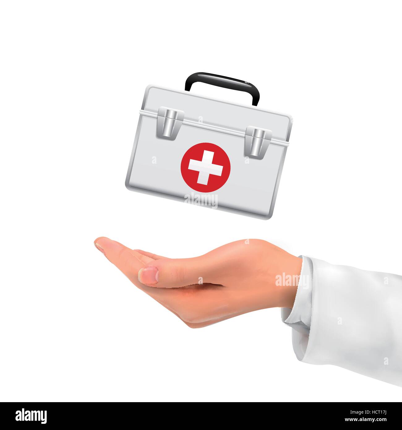 3d hand holding first aid kit over white background Stock Vector Image ...