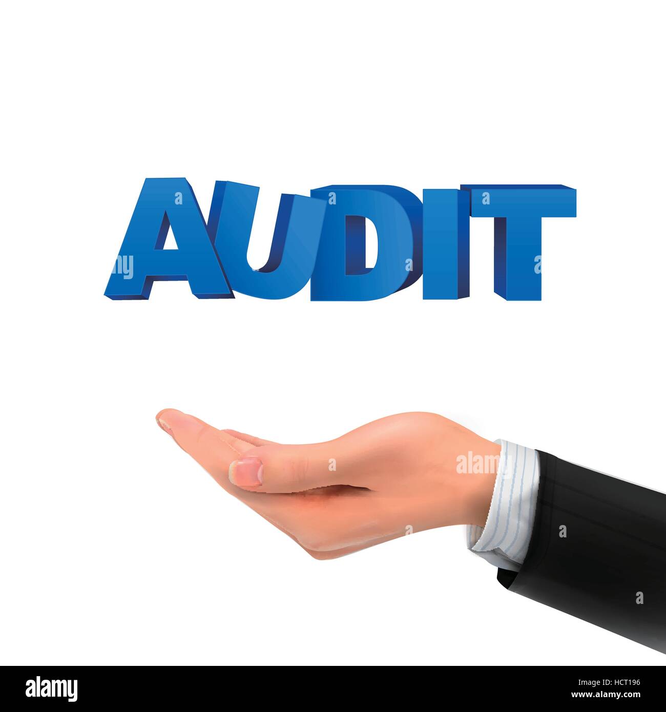 3d hand holding audit words over white background Stock Vector Image ...